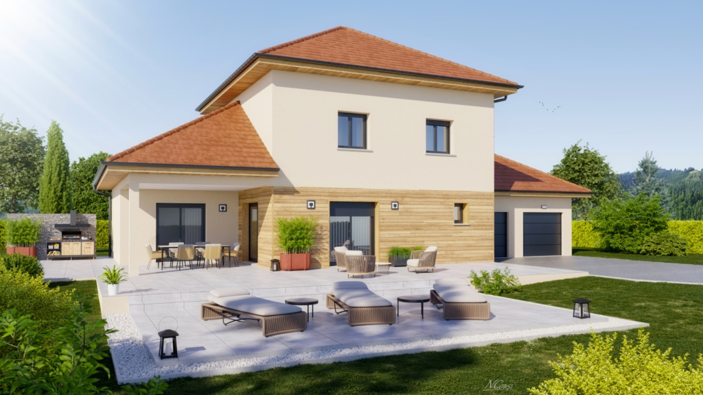 Maison à étage avec terrasse couverte : Modèle MC88